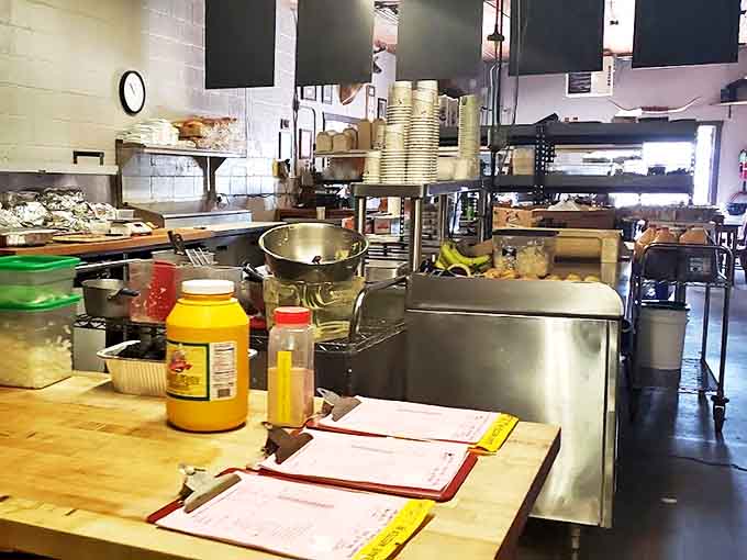 Behind the scenes in the prep area, where barbecue magic begins before the meat ever meets the smoke.