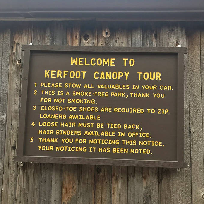The sign's final point perfectly captures Kerfoot's personality &ndash; serious about safety but with a wink of humor that puts nervous first-timers at ease.