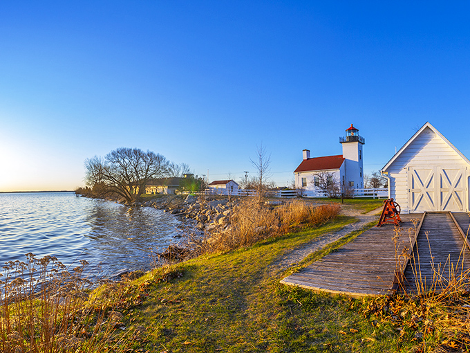 Where lighthouse meets lakeshore, creating the kind of view that makes smartphone cameras feel woefully inadequate.