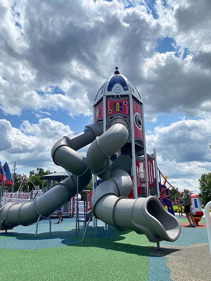 The rocket ship slide reaches for the stars, sending kids on a thrilling journey from cosmos to playground &ndash; NASA should be taking notes!