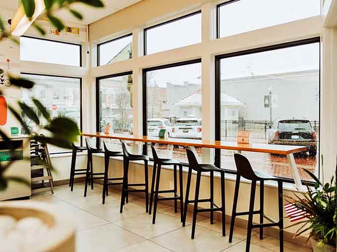Counter seating with a view makes solo dining feel special &ndash; perfect for taco enthusiasts who don't want to share their precious flavor bombs.