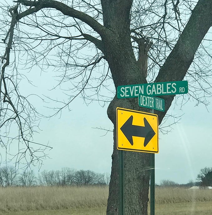 The intersection of Seven Gables Road and Dexter Trail marks where ordinary maps end and local legends begin.