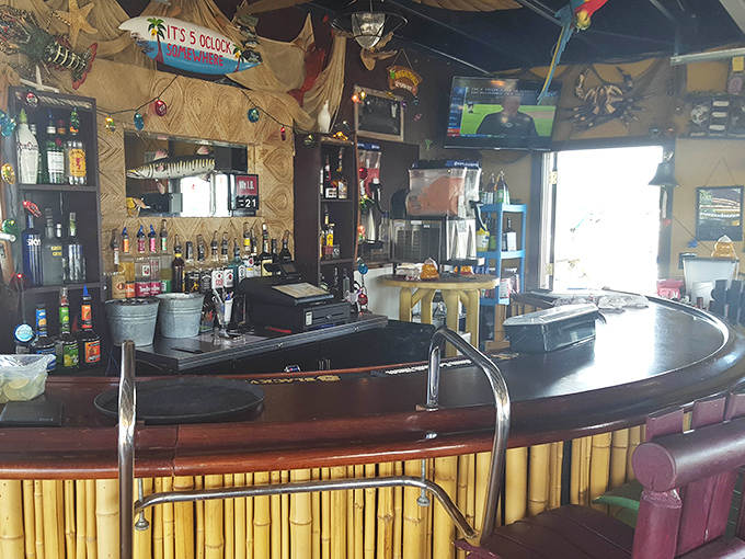 Island time happens at this circular bar, where colorful stools invite you to settle in and forget which Great Lake you're actually near.