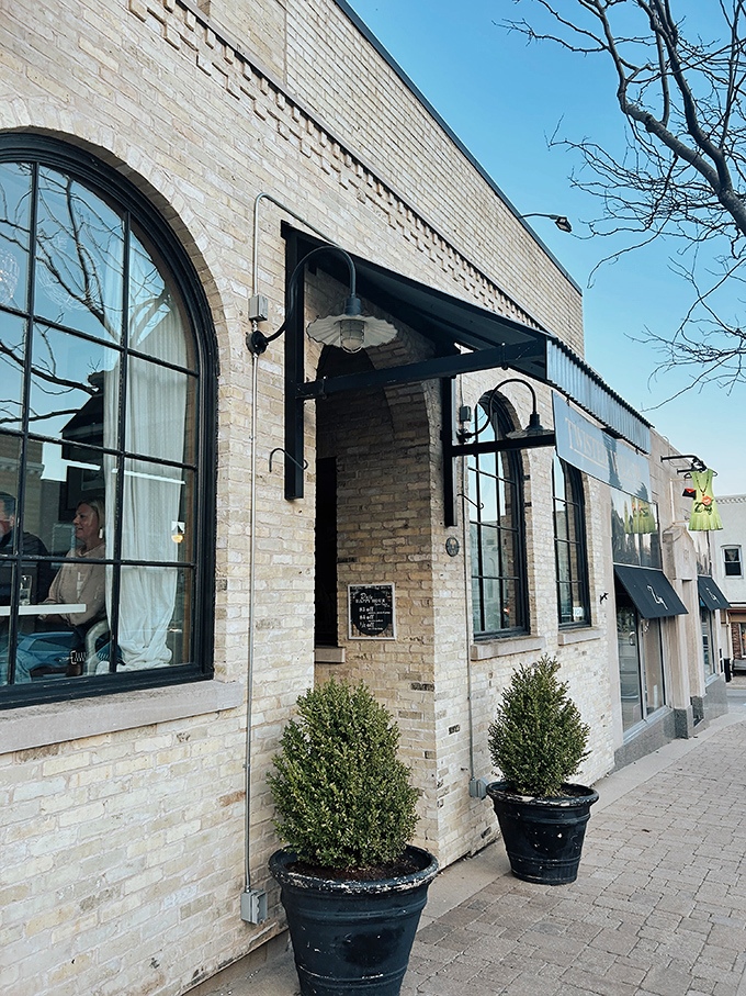 Twisted Willow Restaurant's brick exterior hints at the farm-to-table magic happening inside, where Wisconsin ingredients get star treatment.