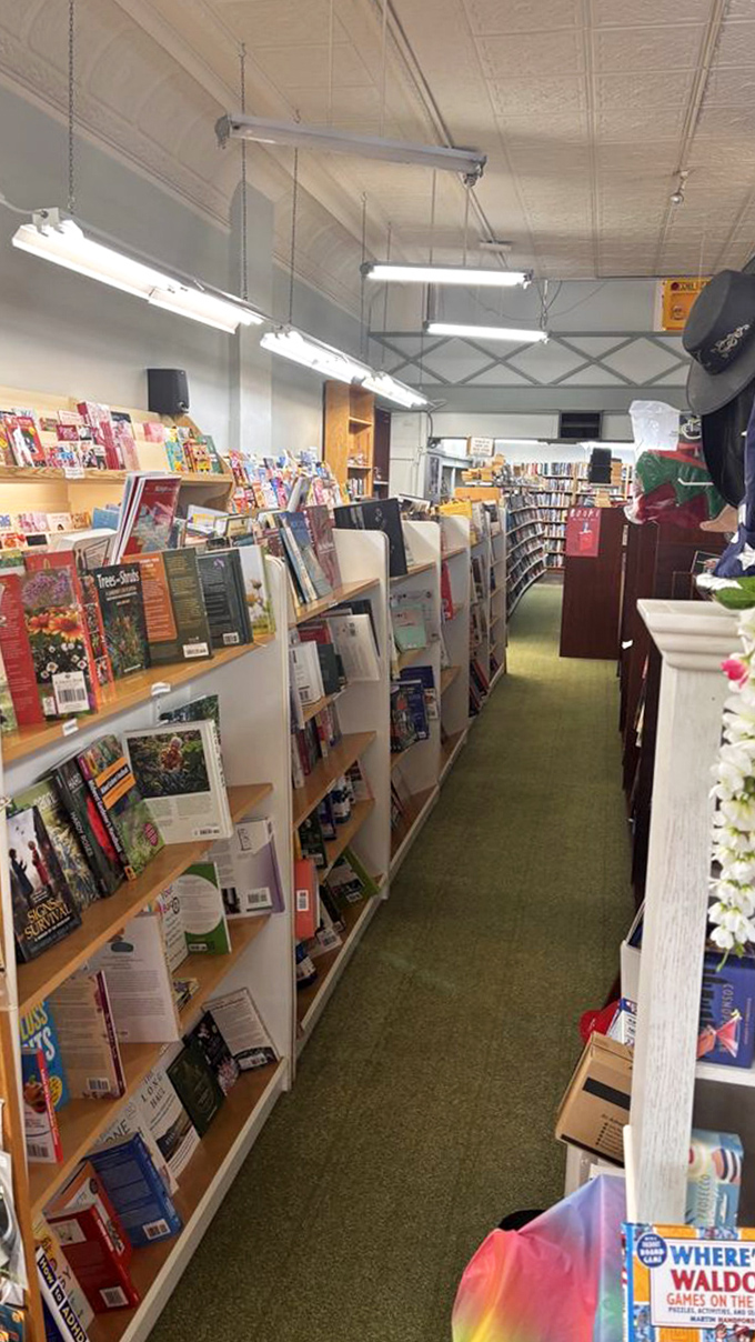 Magazine racks and book displays create a bibliophile's paradise where hours disappear in the blink of an eye.