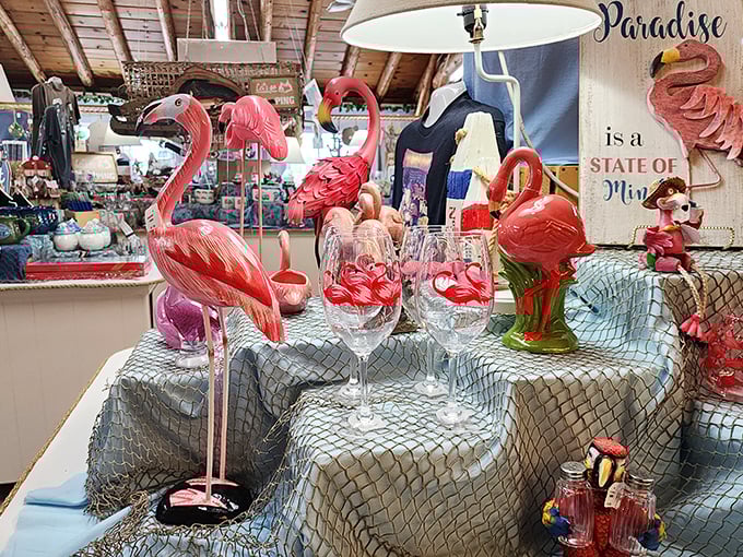 Flamingo fever takes over this corner, where pink birds strike poses that would make a runway model jealous.