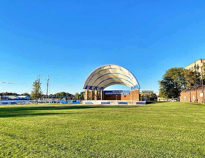 Wenonah Park's World Friendship Shell awaits its next performance &ndash; an architectural amplifier ready to send music dancing across the riverfront.