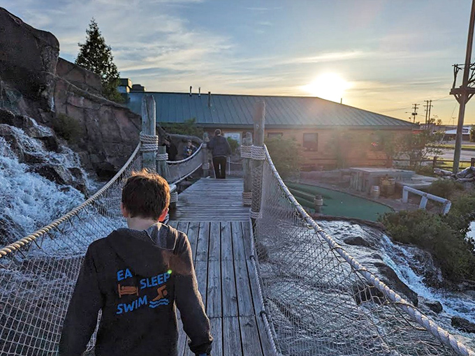 Crossing this swaying bridge requires steady nerves and a steady putter &ndash; the perfect metaphor for life's balancing act, with fewer consequences.