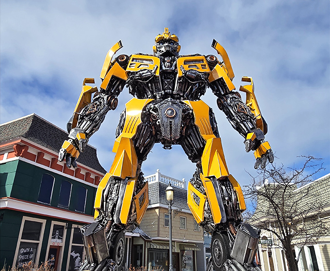 From this angle, you can appreciate the impressive engineering that keeps this 15,000-pound metal giant safely upright through Michigan's notorious four-season weather.