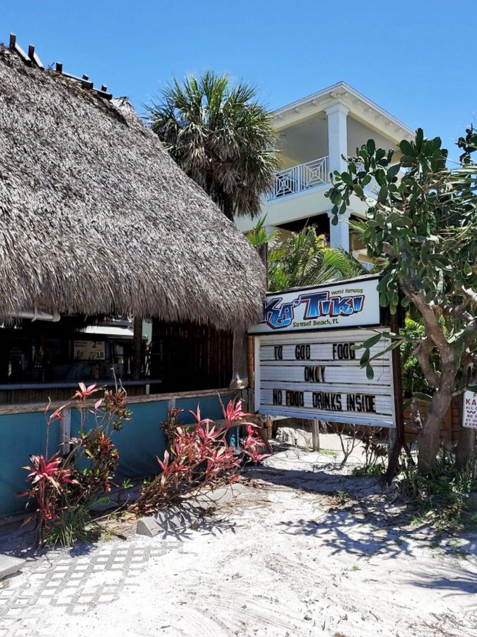 Ka'Tiki's sign promises good food and cold drinks &ndash; a straightforward pledge that this beloved tiki bar delivers on with sunny Florida charm.