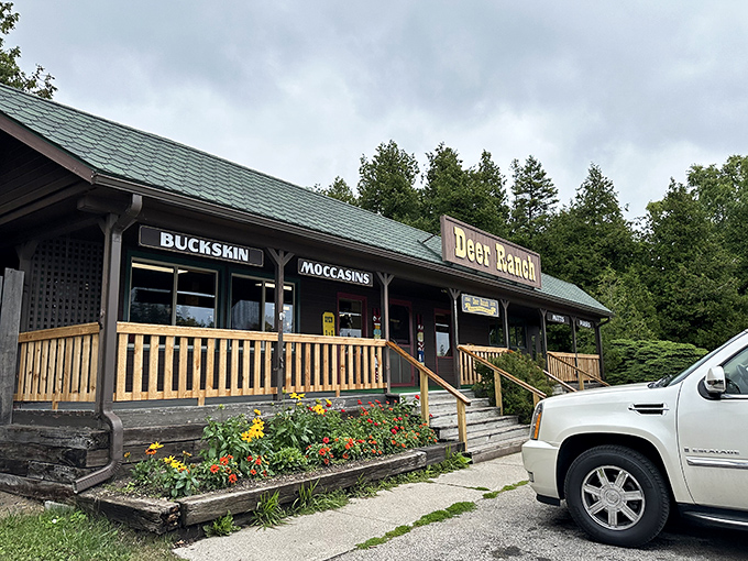 The rustic charm of the Deer Ranch gift shop welcomes visitors with promises of unique souvenirs and local treasures.