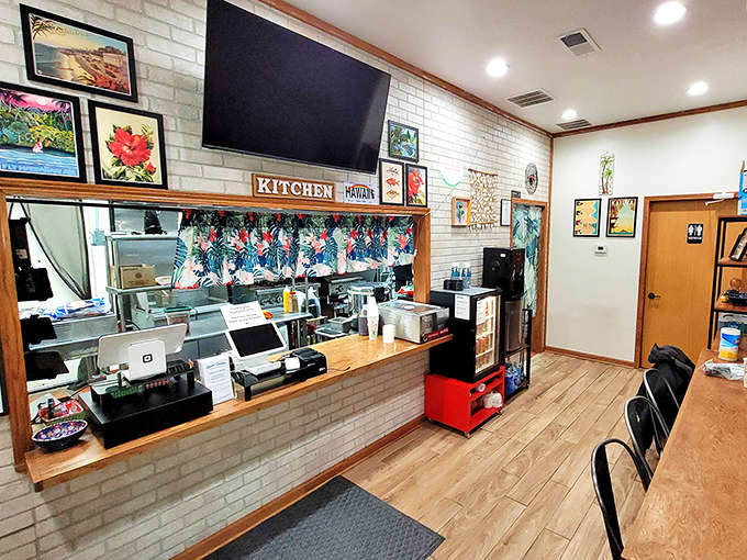 The full interior view reveals a space that's intimate without being cramped, perfect for savoring every bite of your poke bowl.