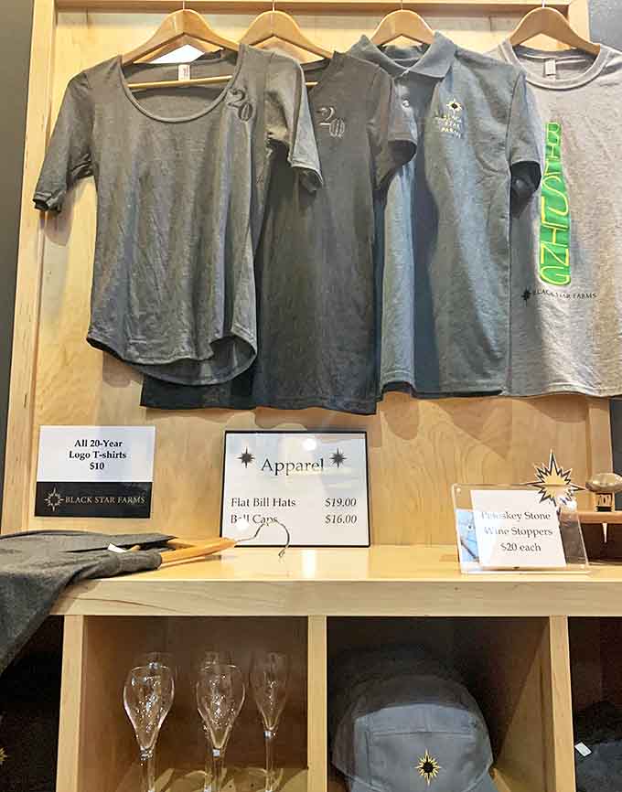 Farm-branded apparel and wine accessories offer visitors a chance to take home more than just memories (and several bottles of their favorite vintage).