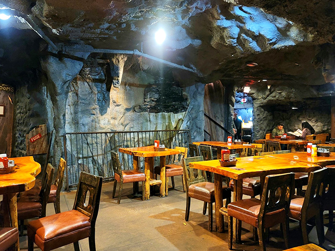 Stone walls and wooden tables create an atmosphere that's both rugged and welcoming &ndash; mining ambiance without the black lung.