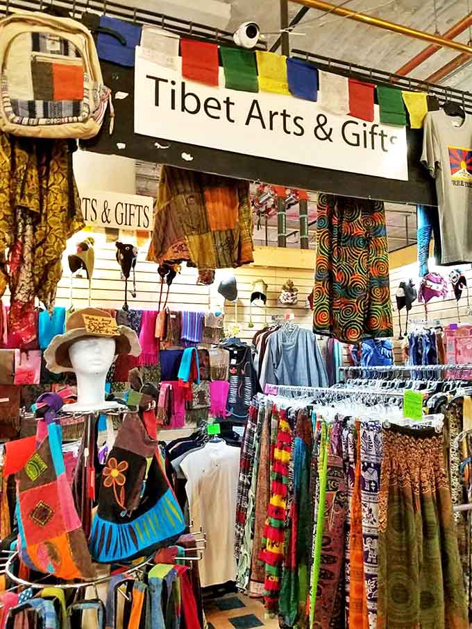 Tibet Arts & Gifts &ndash; where prayer flags flutter gently in the market's air circulation, bringing Himalayan tranquility to Minneapolis.