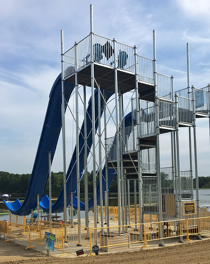 This towering water slide promises the perfect combination of height, speed, and refreshing splashdown for brave aquatic adventurers.