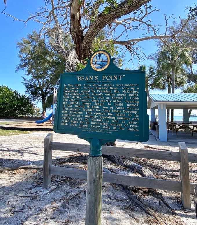 Bean's Point Historical Marker: Where history meets paradise &ndash; the marker commemorating George Emerson Bean, whose 1892 homestead became today's slice of heaven.