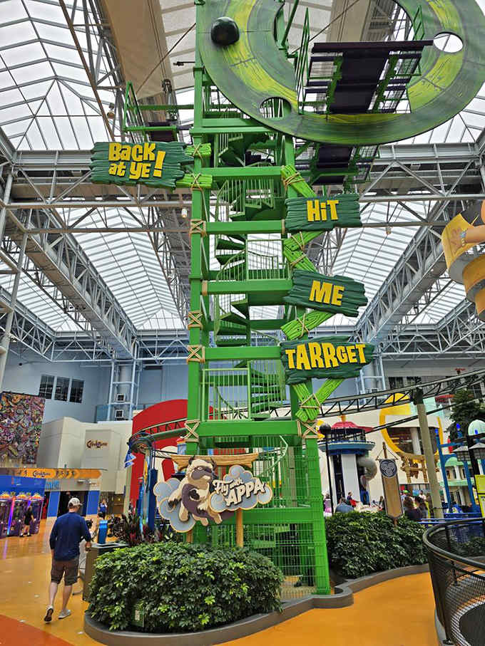 Dutchman's Deck Adventure Course challenges brave souls to navigate obstacles while suspended above the park, testing both courage and coordination simultaneously.