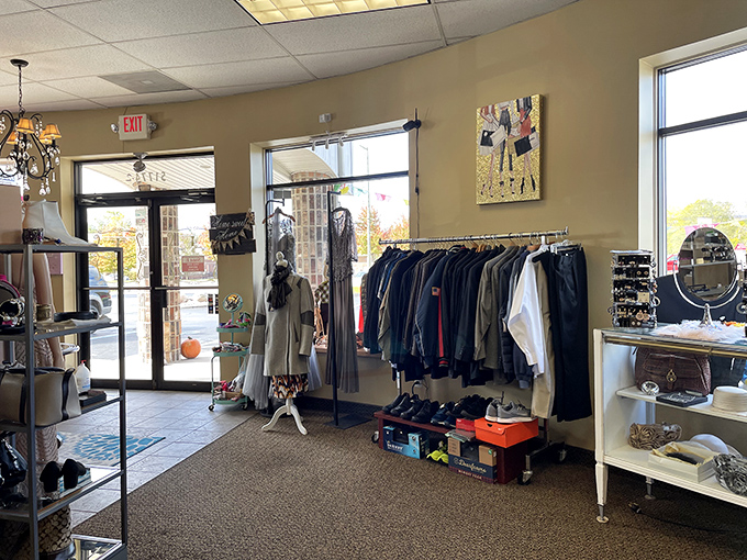 The welcoming entrance offers a glimpse of the fashion wonderland within, where pre-loved pieces find their second fashion chapter.