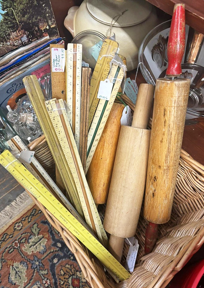 Kitchen tools with character &ndash; those rolling pins have flattened more dough than all the bread machines in Michigan combined.