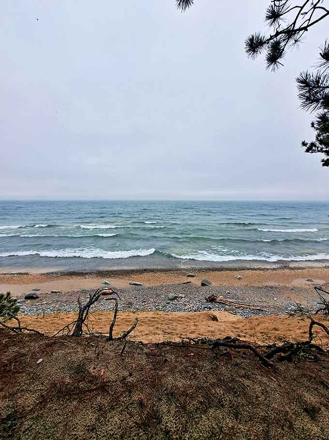 Even on overcast days, Lake Superior maintains its moody charm, like an old film noir set designed by Mother Nature.