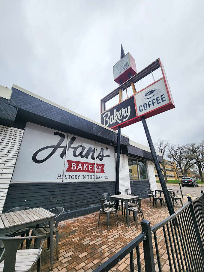 The outdoor seating area offers a perfect spot to contemplate life's big questions, like "How soon is too soon for another donut?"