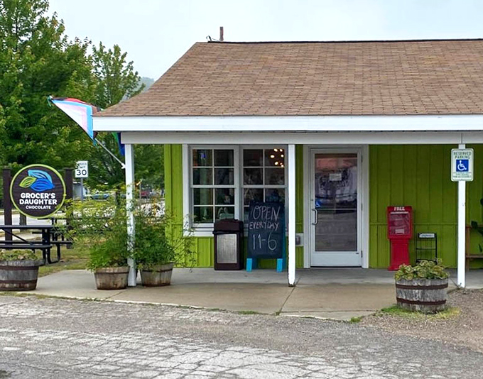 The welcoming entrance promises a chocolate experience that transcends the ordinary &ndash; no password required, just an appreciation for the extraordinary.