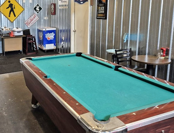 The pool table in the back room has probably settled more friendly disputes than any court in the county.