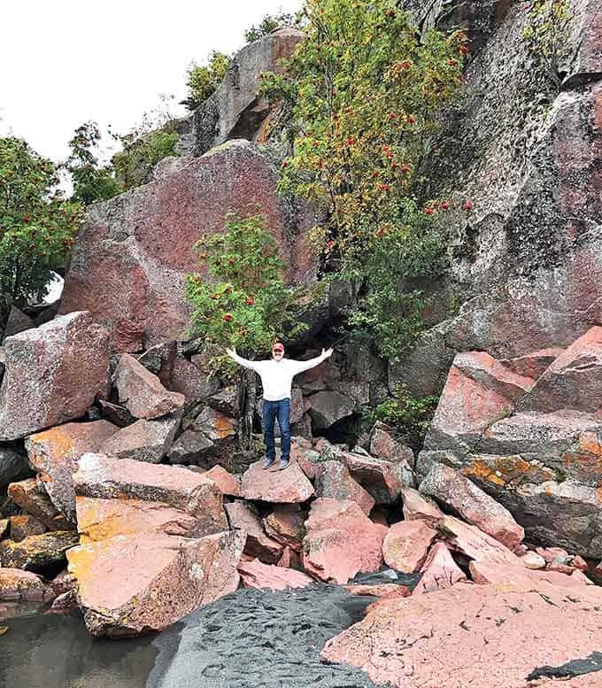 These imposing rock formations have stood sentinel over Lake Superior for millennia, dwarfing human visitors.