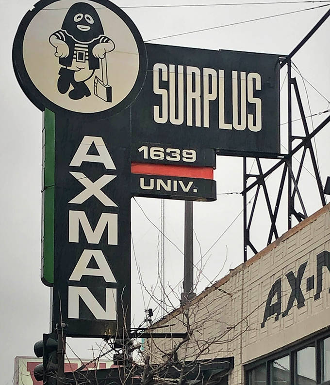 The cartoon mascot has watched over University Avenue for generations, inviting the curious to discover the wonders within this surplus kingdom.