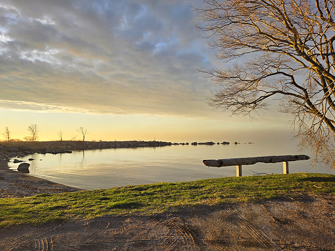 This serene beach view captures the essence of Rogers City &ndash; unspoiled shoreline, crystal waters, and blessed natural tranquility.