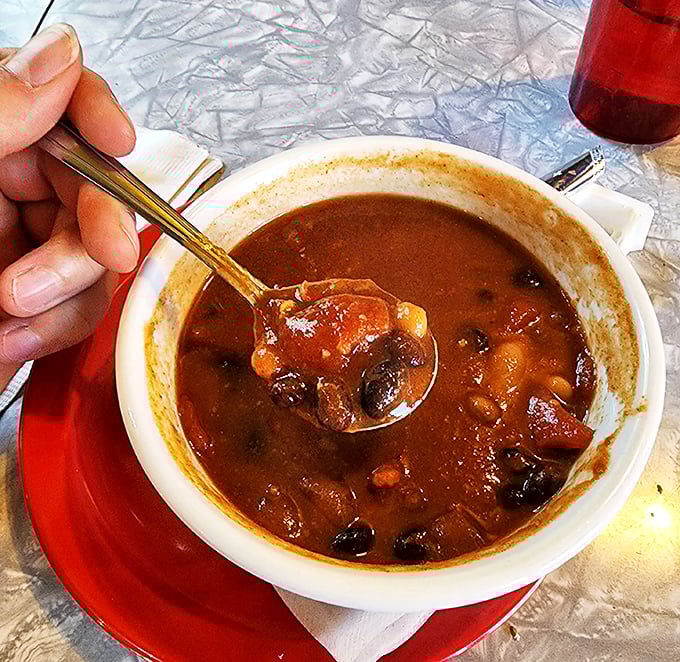 Steam rises from this hearty bowl of chili, loaded with beans and vegetables &ndash; the perfect antidote to chilly Upper Peninsula days.