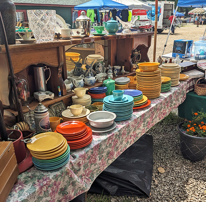 A feast for the eyes! Vintage dinnerware in rainbow hues promises to transform ordinary meals into Instagram-worthy table settings.