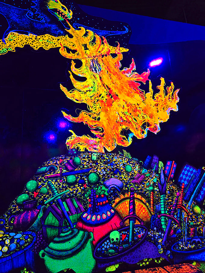 This fiery dragon creation seems to dance with electric energy, a testament to designers who understood that "too much" isn't in their vocabulary.