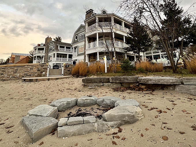 Stone fire pits invite evening gatherings, where stories are shared and s'mores become gourmet cuisine under starlit skies.