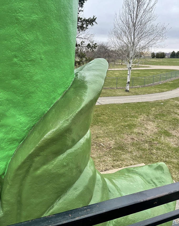 From this perspective near the giant's foot, visitors get a true sense of scale &ndash; those size 78 shoes could crush a small garden of peas!