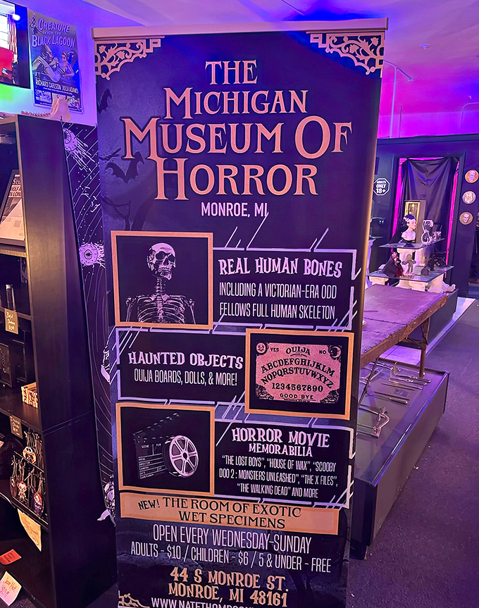 The museum's informative signage details its macabre offerings &ndash; from human bones to haunted objects and horror film memorabilia.