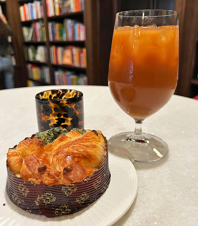 Flaky pastries and cold brew fuel your browsing session, because book shopping is surprisingly hungry work.