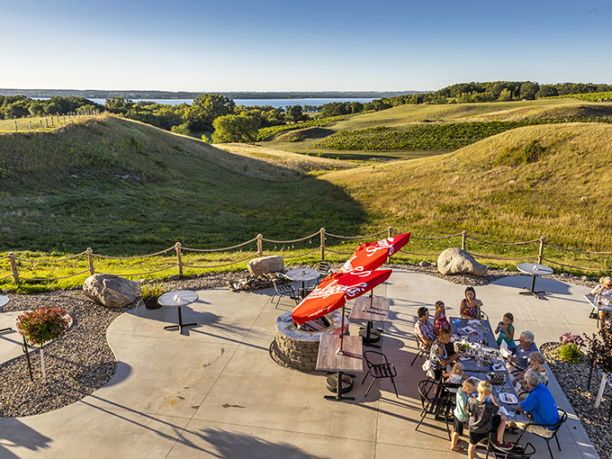 Patio dining with views that rival anything California offers, minus the crowds, traffic, and people discussing their cryptocurrency portfolios.