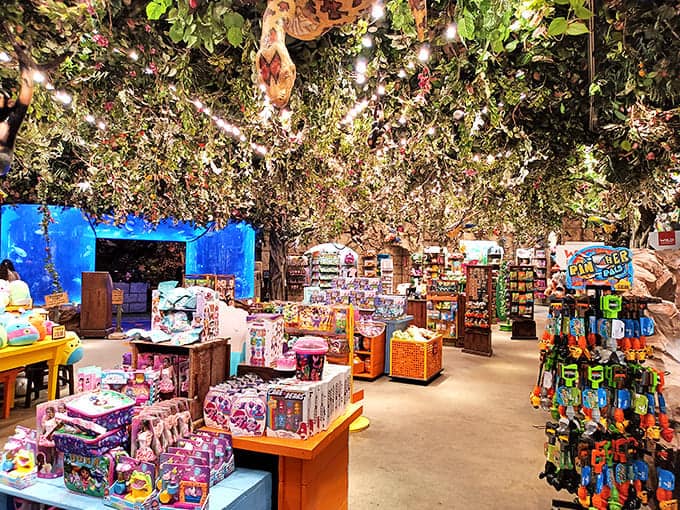 The gift shop tempts you with rainforest-themed treasures, strategically positioned to catch you when you're feeling particularly good about life.