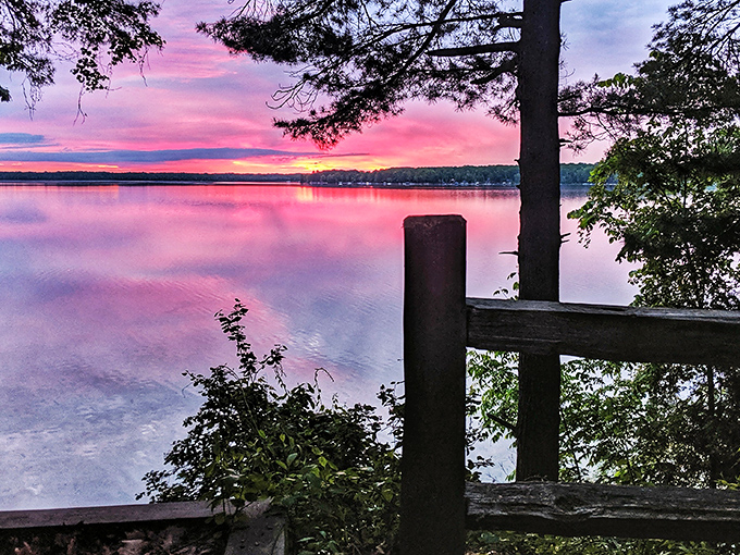Sunset paints the lake in impossible pinks and purples, nature's own light show that outperforms any fireworks display. Pure magic!