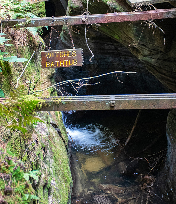 Aptly named, the Witches Bathtub swirls with amber waters. This natural pool has been carved by centuries of patient water, creating a perfect cauldron of geological magic.