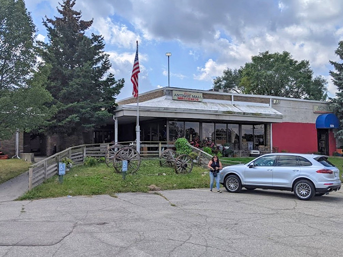 Chelsea Antique Mall invites treasure hunters to discover yesterday's gems, with vintage wagon wheels guarding stories waiting to be taken home.
