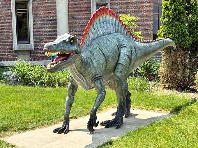 The Spinosaurus strikes an impressive silhouette with its sail-like back &ndash; nature's original solar panel design from millions of years ago.