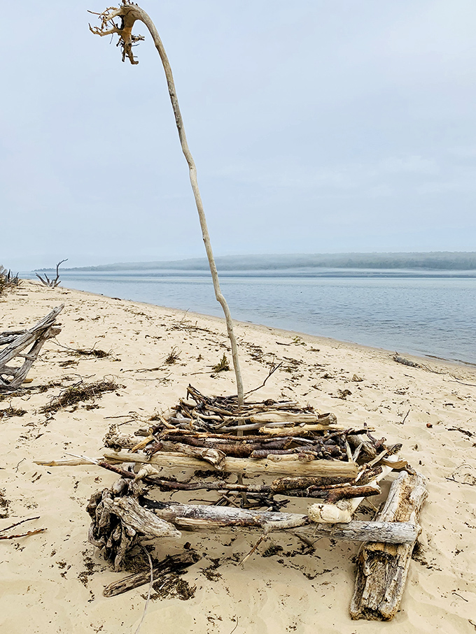 Driftwood sculptures dot the beach like nature's own art installation, proving that Lake Superior has excellent taste in decorating.