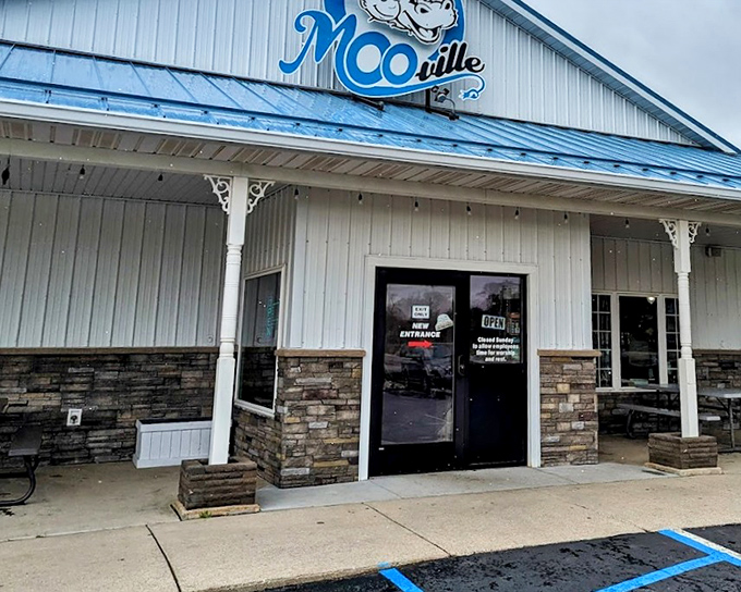 The welcoming entrance to dairy paradise &ndash; where memories are made one scoop, moo, and giggle at a time.