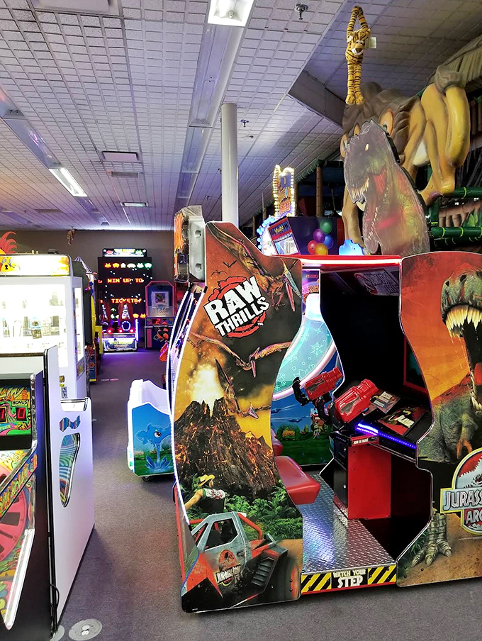 Dinosaurs and adventure await at every turn, with arcade games that transport players from the African savanna to prehistoric thrills.