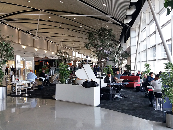 Between flights, the terminal lounge offers a moment of respite &ndash; though many travelers find themselves drawn back to the tunnel for one more colorful journey.