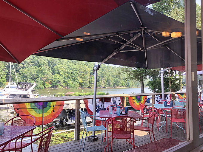 Outdoor seating offers diners a quintessentially Michigan view of the water, creating a perfect geographical counterpoint to the Southern cuisine.