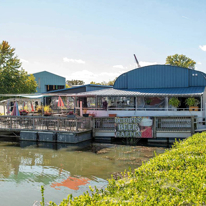 From this angle, Octopus' Beer Garden reveals its true nature &ndash; a floating paradise where Michigan meets the Caribbean.